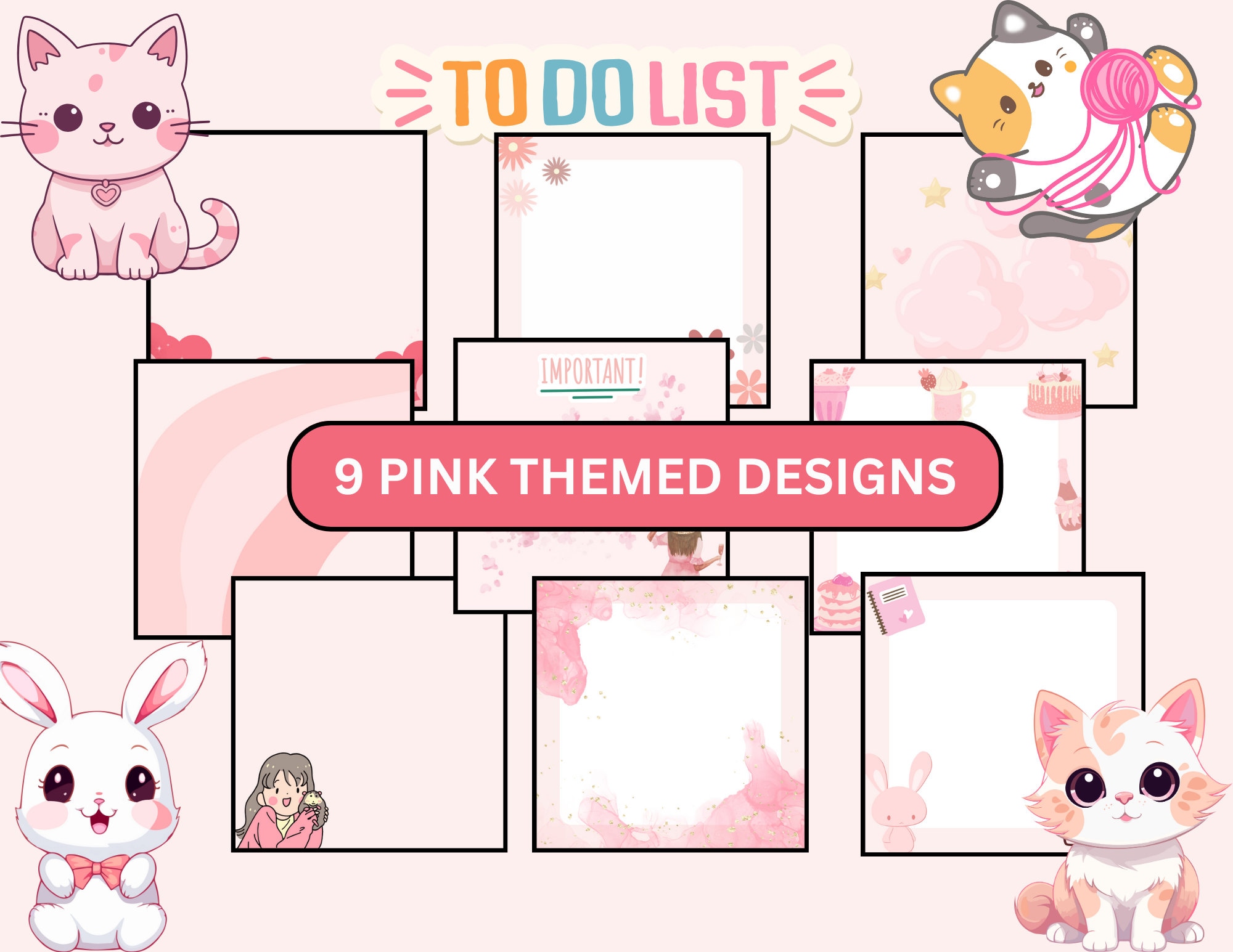 Printable Cute Memo Pad, Memo Sheets, Pink Notepad, Cute Stationary ...