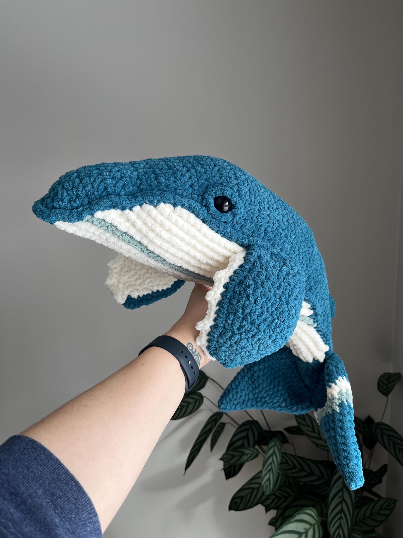 Hugo the Humpback Whale Plush Toy – Blue & Cream Stuffed Animal – 24 ...