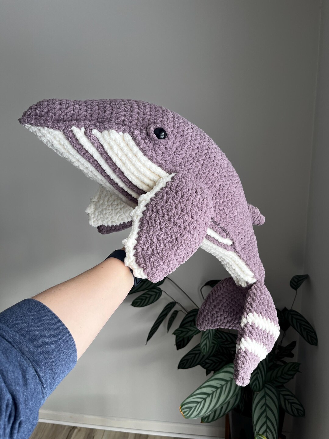 Hugo the Humpback Whale Plush Toy – Blue & Cream Stuffed Animal – 26 ...