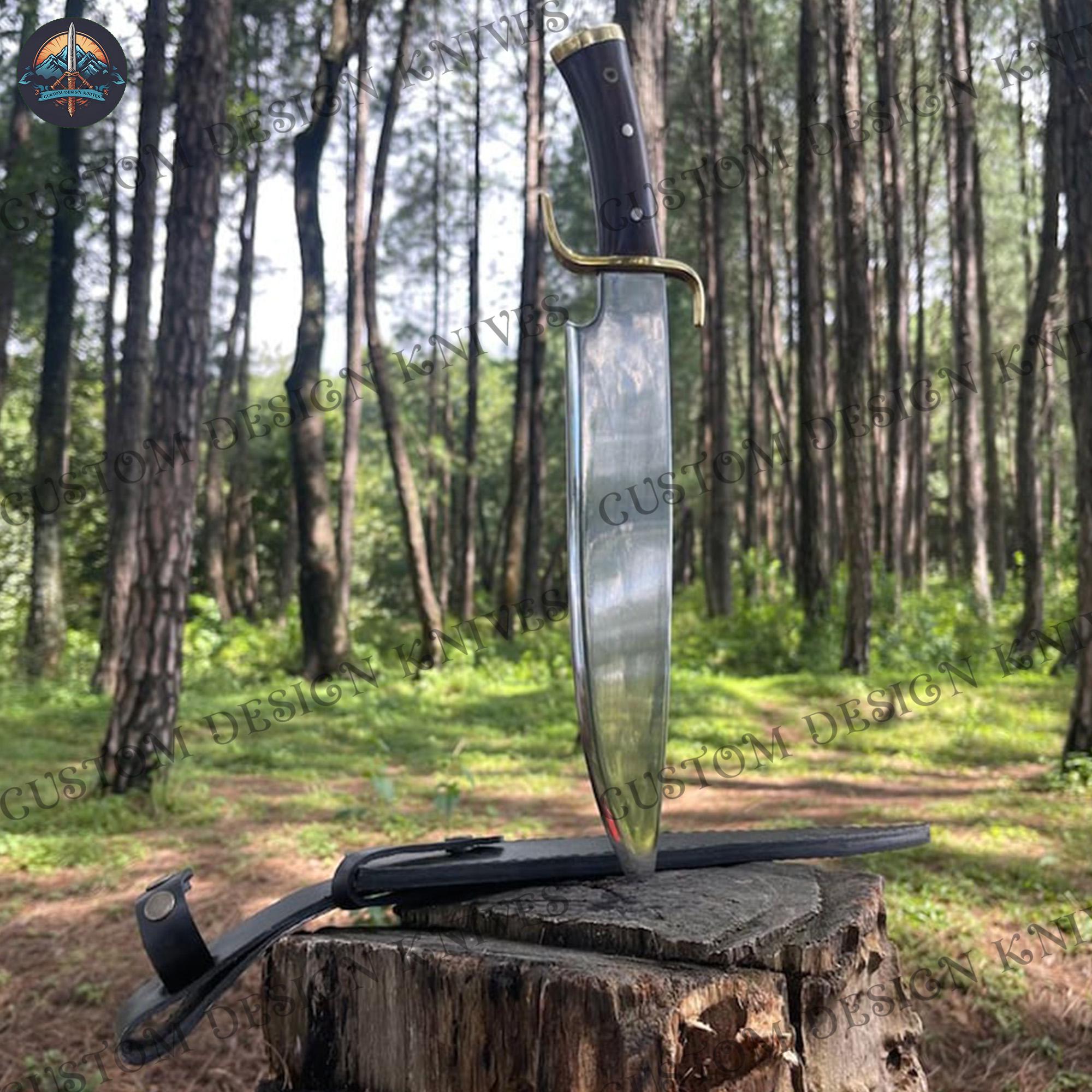 Bowie Knife, Hand Forged Bushcraft Knife, 5160 Leaf Spring Khukuri ...