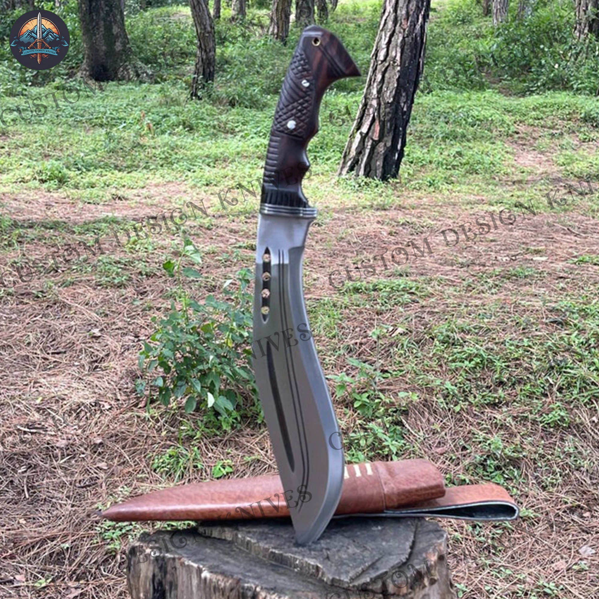 12 Inches Kukri Knife Handmade Bowie Hunting Knife Full Tang Machete ...