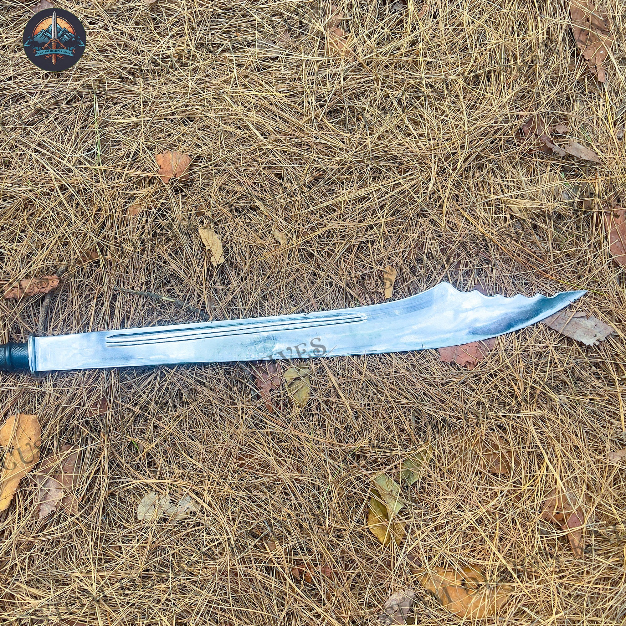 Long Two Hand Handle Aesthetic Machete With Sheath, Handmade Knife From ...