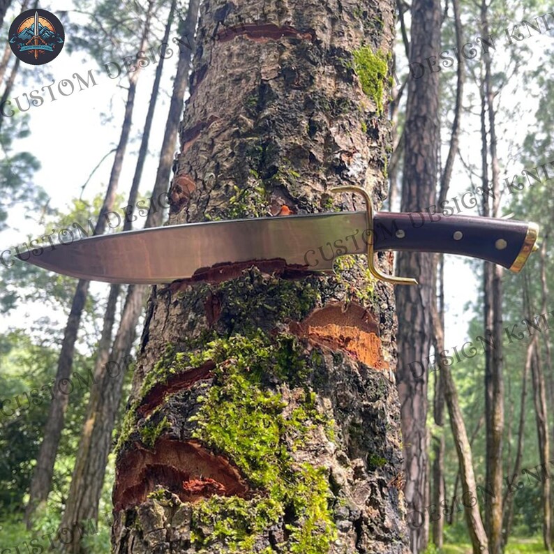 Bowie Knife, Hand Forged Bushcraft Knife, 5160 Leaf Spring Khukuri, Balance Water Tempered ...