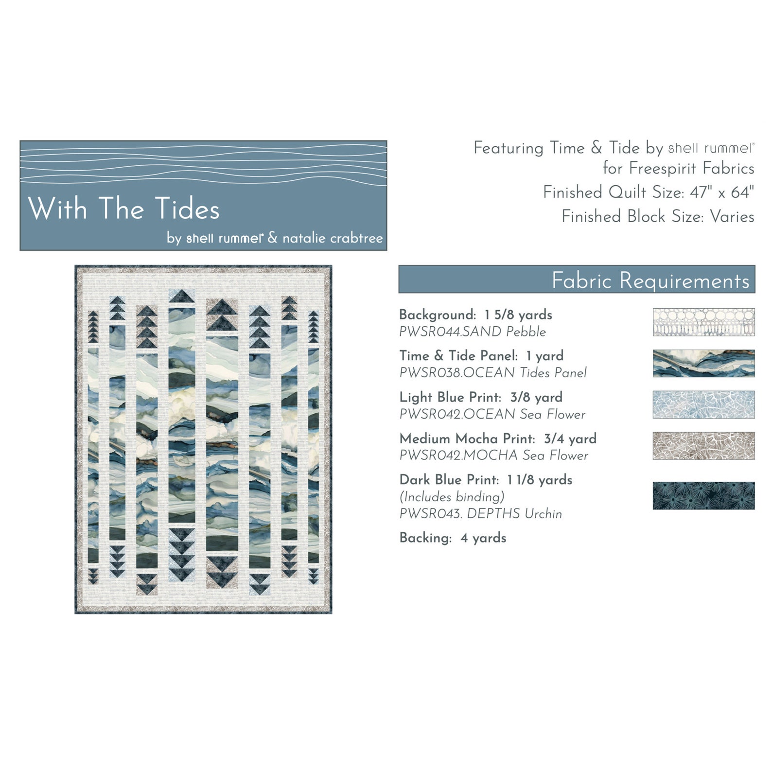 With the Tides (downloadable Digital PDF) Quilt Pattern by Shell Rummel ...