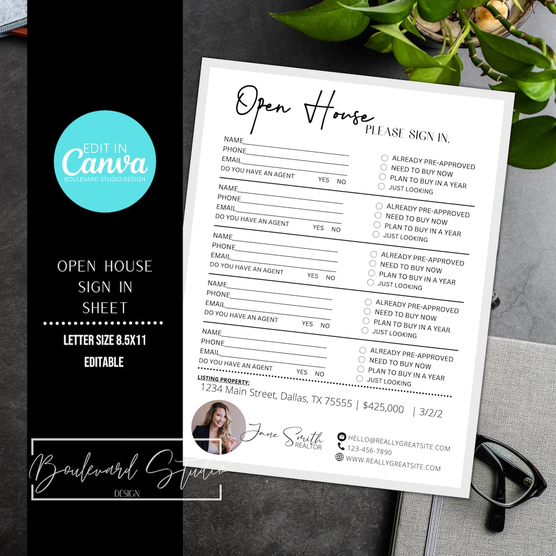 Editable Open House Sign in Sheet, Real Estate Marketing, Real Estate ...