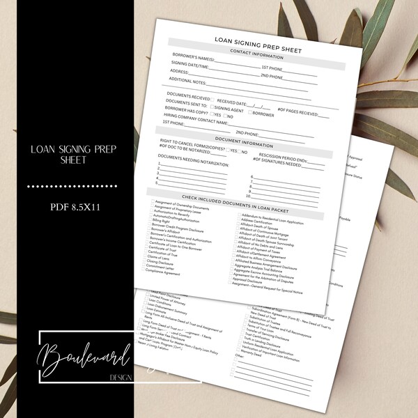 Notary Loan Signing Prep Sheets - Etsy