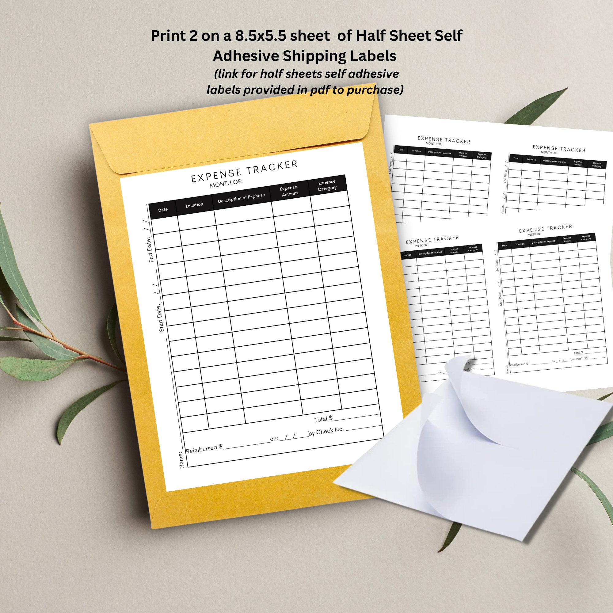 Receipt Organizer/ Expense Envelopes/record Expenses, Store Receipts ...