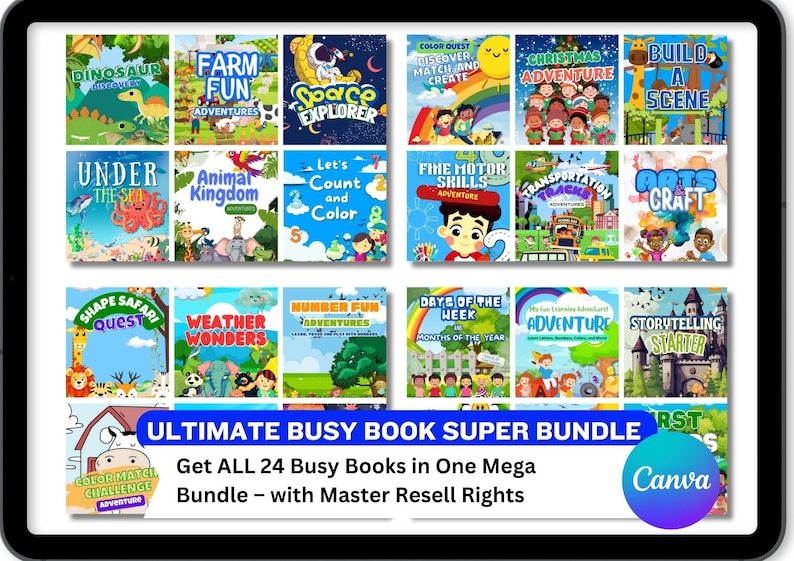 Busy Book Bundle Canva Template | 24 Kids Activity Books Printable ...