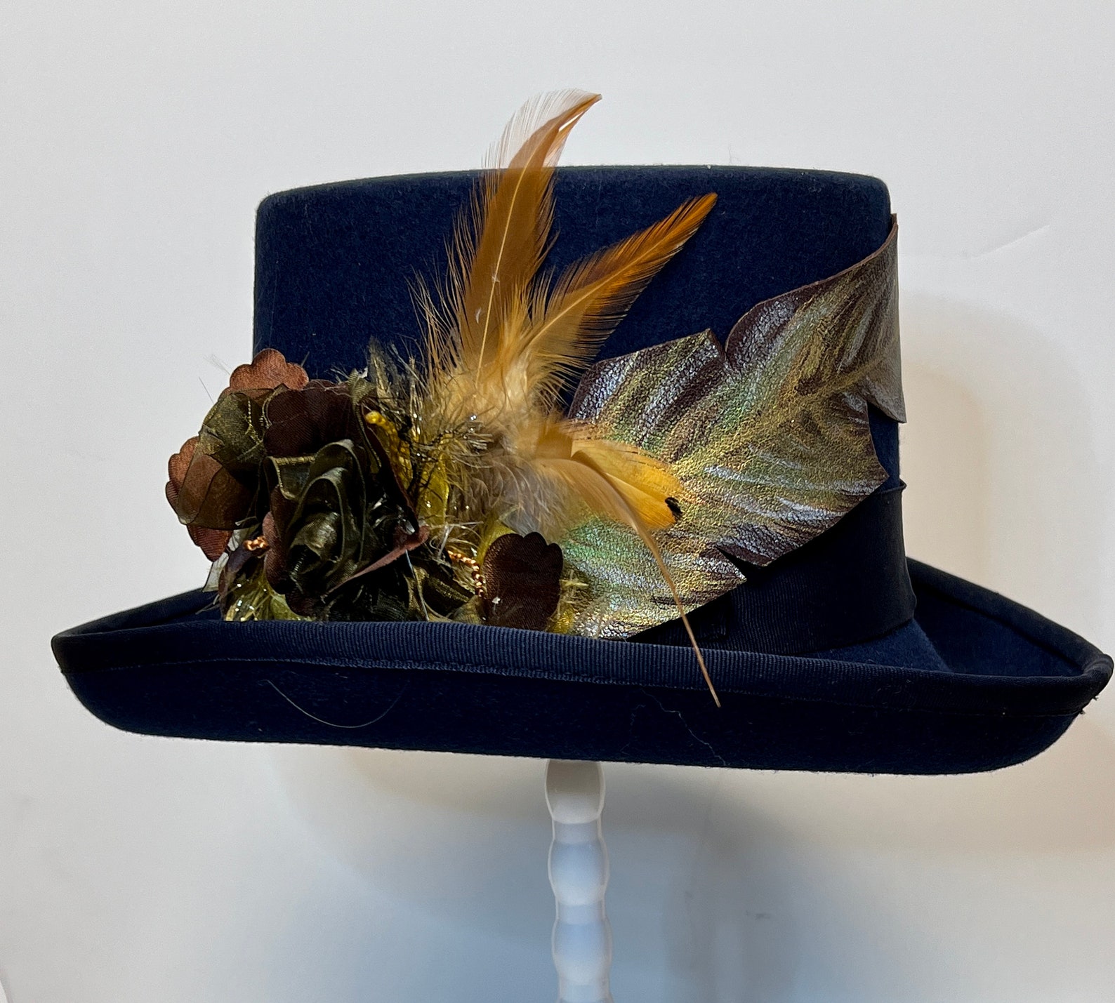 Navy Top Hat, Size Small Top Hat, Boho Hat, Trendy Hat, Steampunk Hat ...