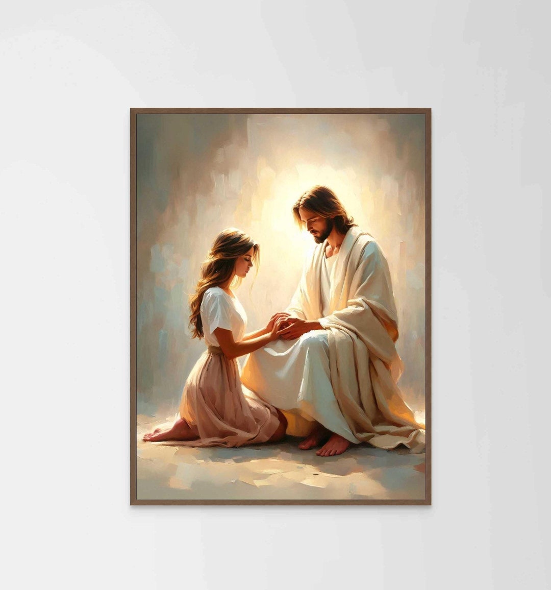 Christian Support, Christian Wall Art, Jesus and Woman, Jesus Christ ...
