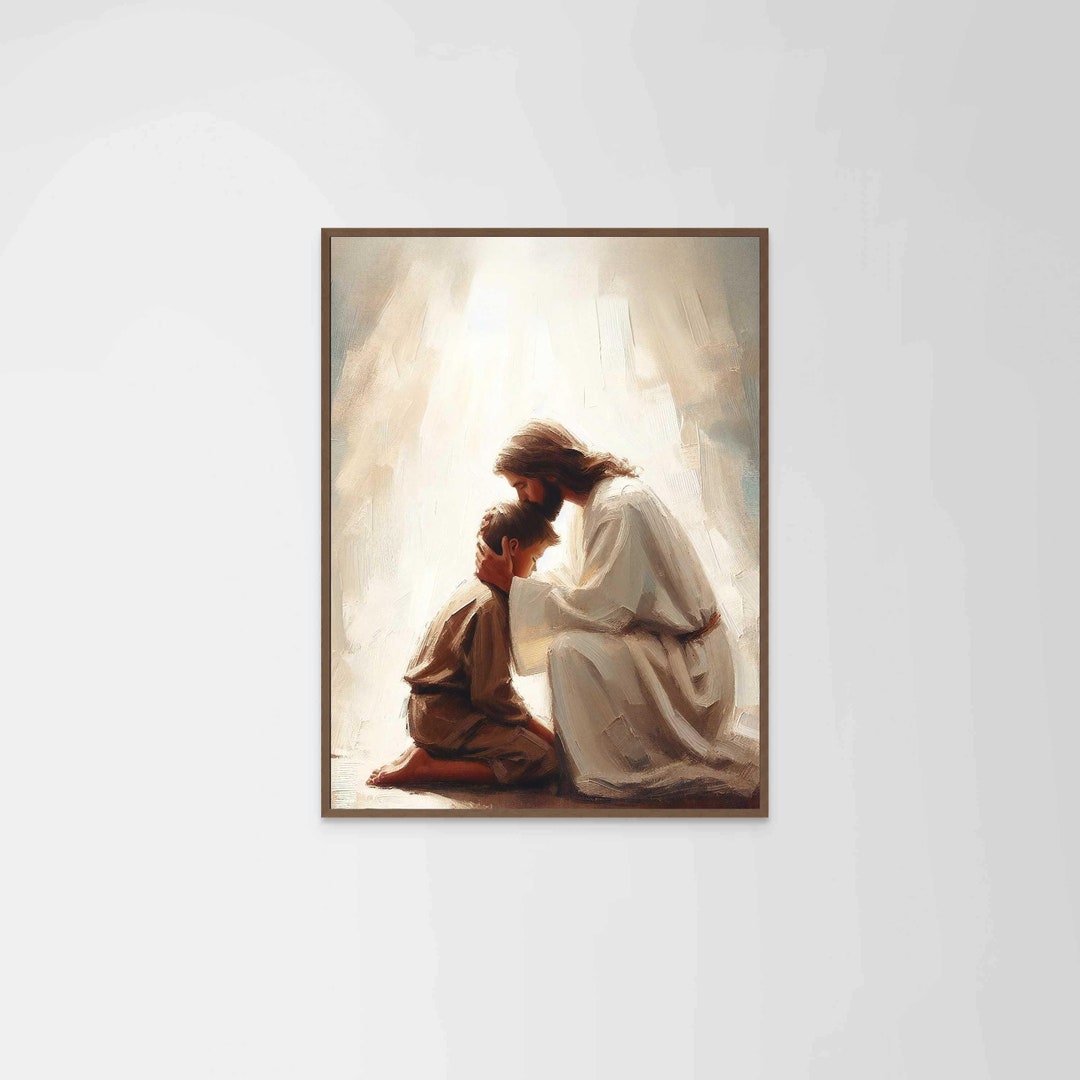 His Savior, Christian Wall Art, Jesus and Boy, Jesus Portrait, LDS Art ...