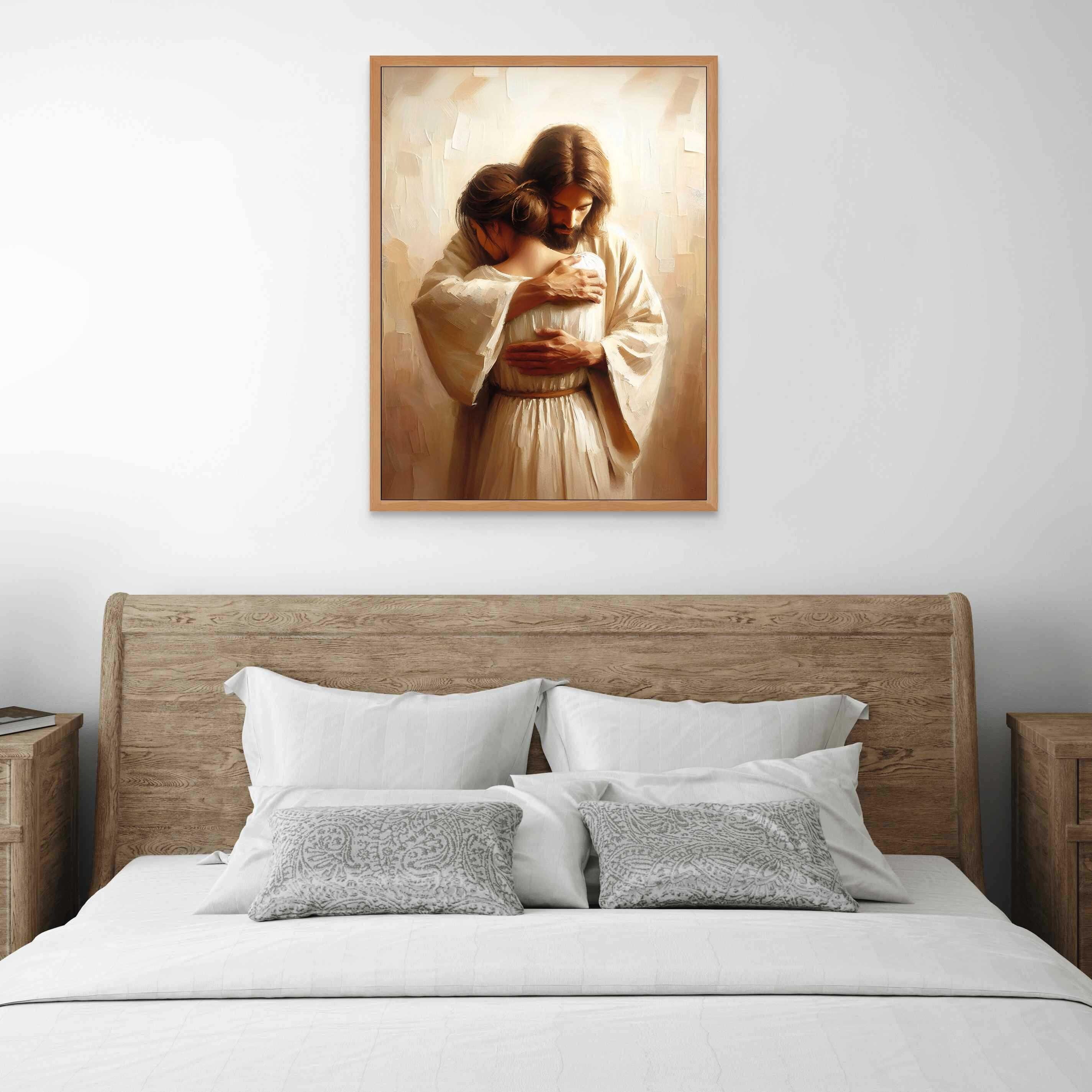 Savior's Embrace, Modern Christian Art, Jesus Hugging Girl, Jesus Wall ...