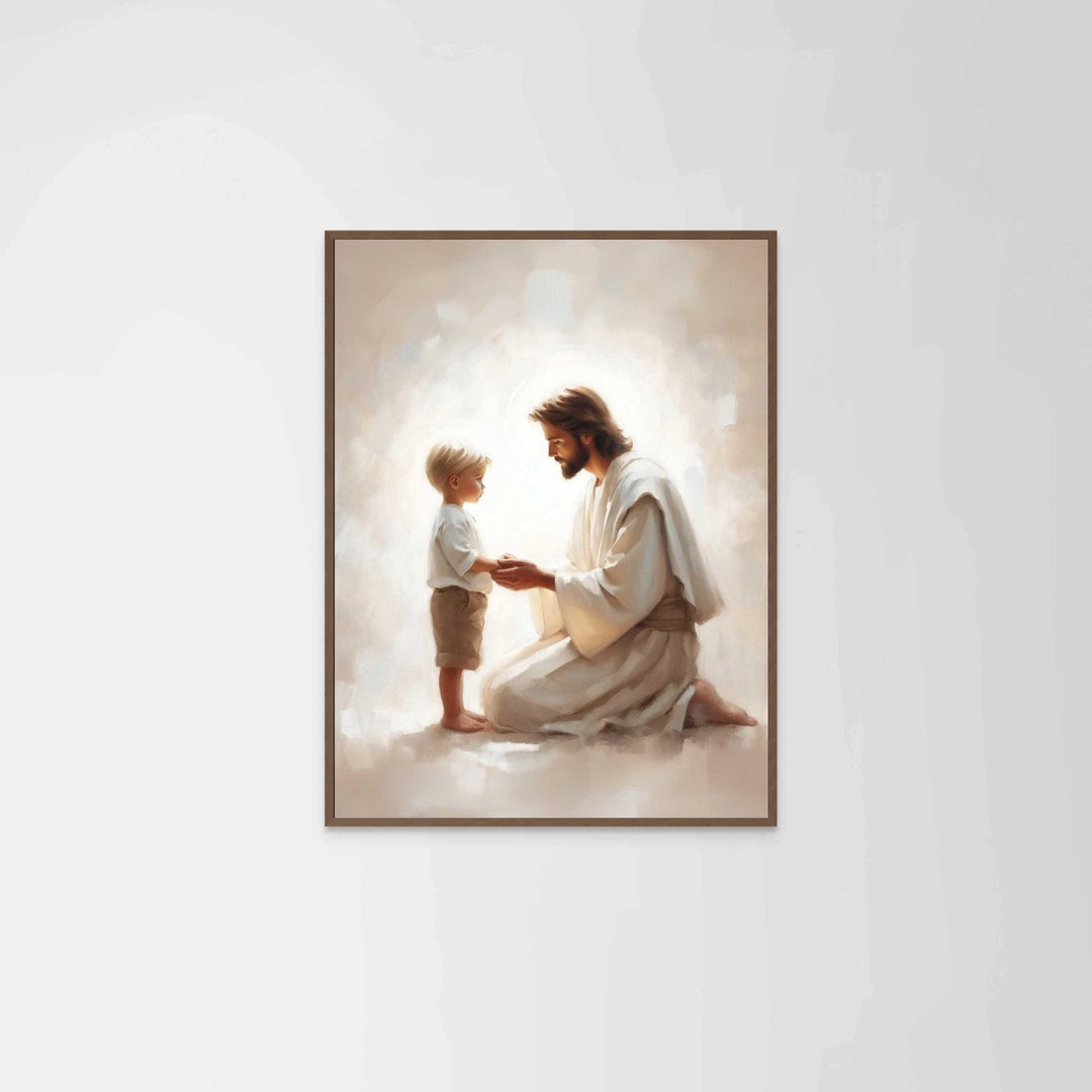 Saviour and Boy, Digital Christian Art, Jesus With Boy, Jesus Portrait ...