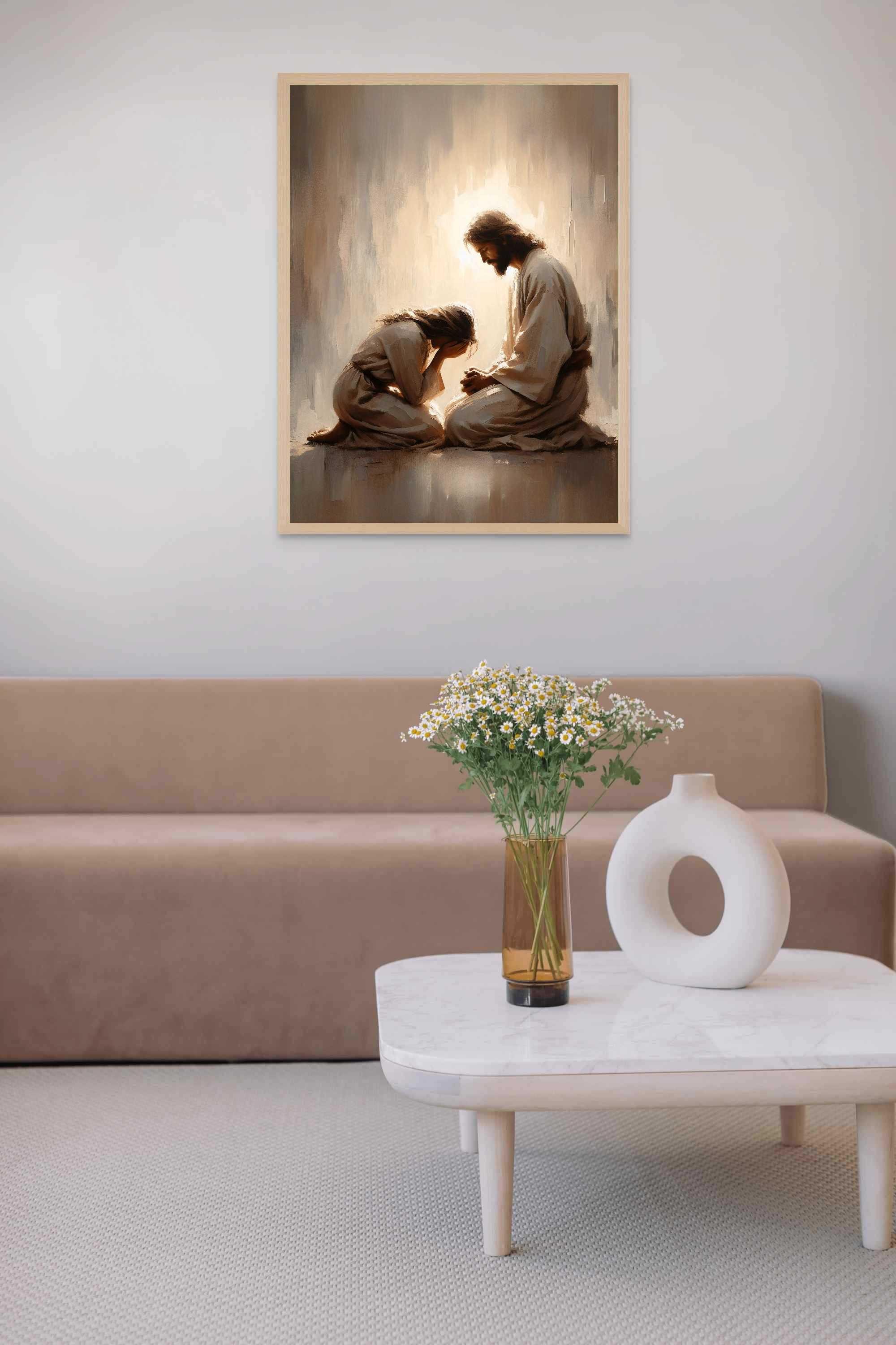 Healed Pain, Christian Wall Art, Jesus With Woman, Jesus Prints, LDS ...