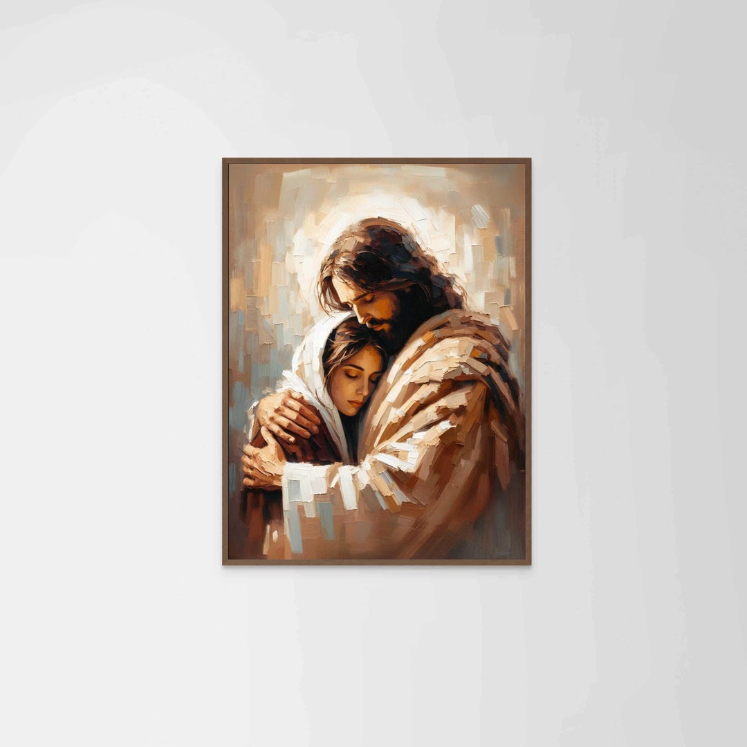His Embrace, Christian Art, Jesus and Girl, Picture of Christ, LDS Art ...
