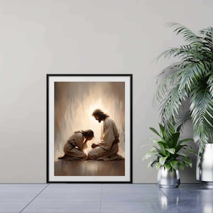 Healed Pain, Christian Wall Art, Jesus With Woman, Jesus Prints, LDS ...