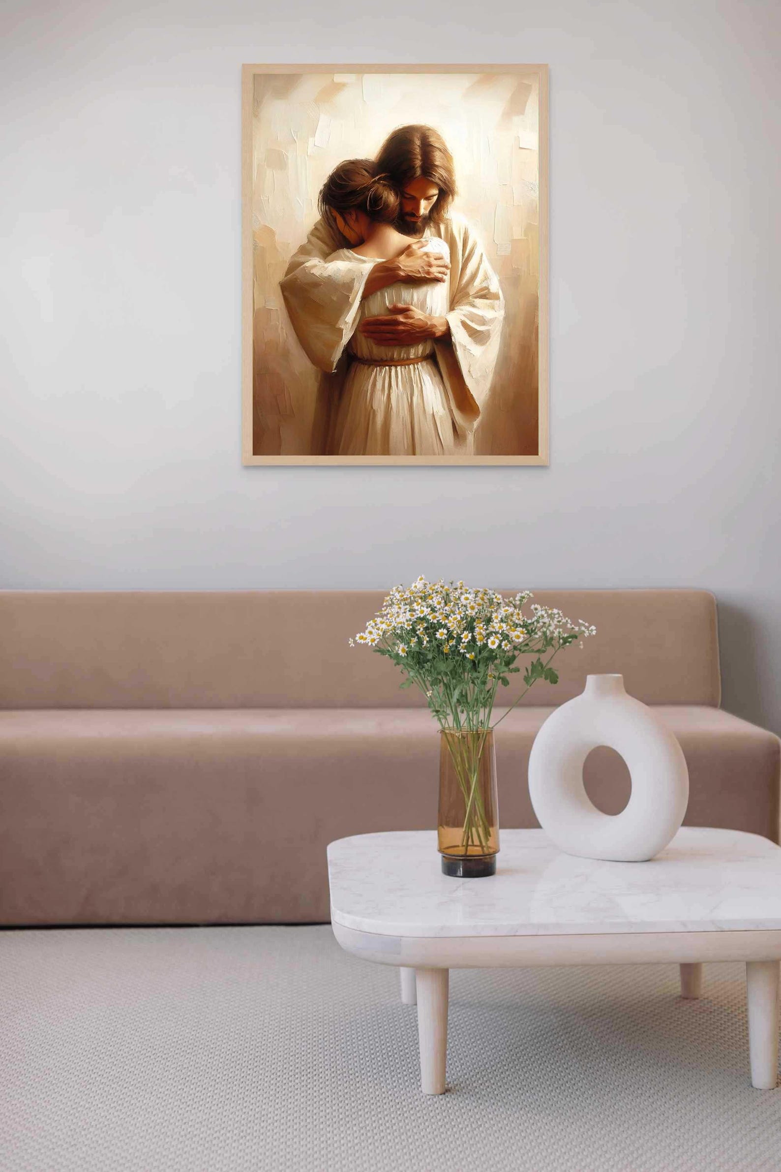 Savior's Embrace, Modern Christian Art, Jesus Hugging Girl, Jesus Wall ...