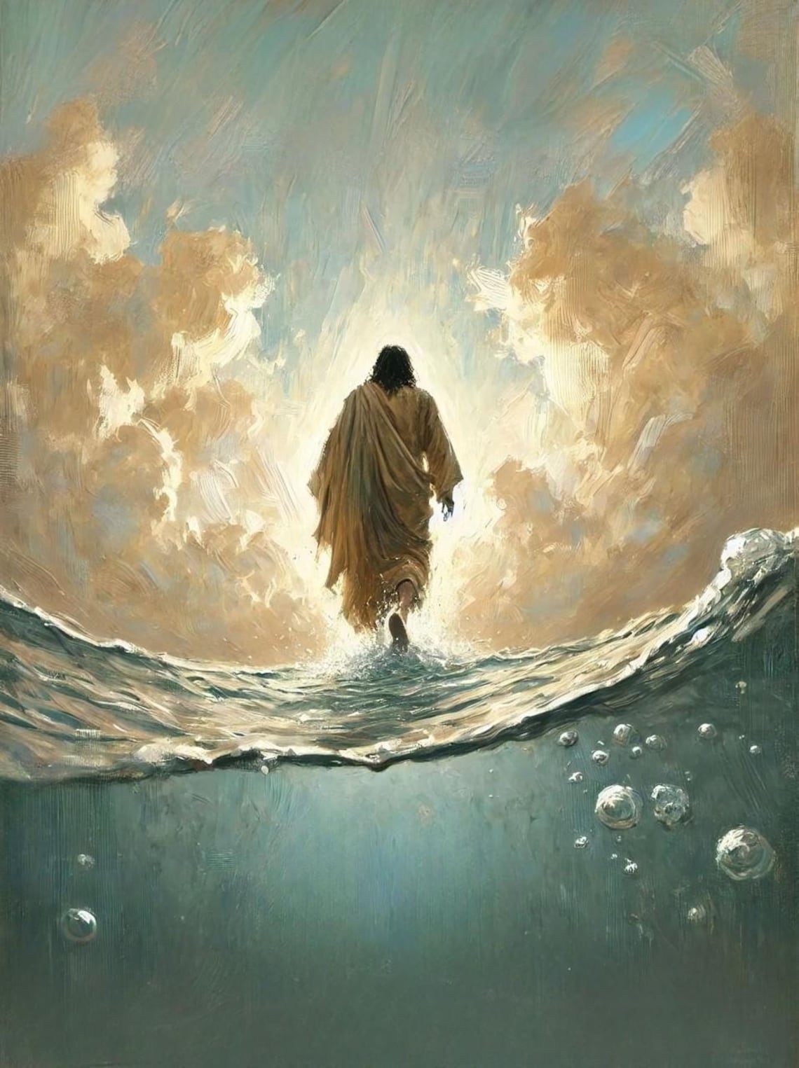 Walking on Water, Modern Christian Art, Jesus Walking on Water Art ...