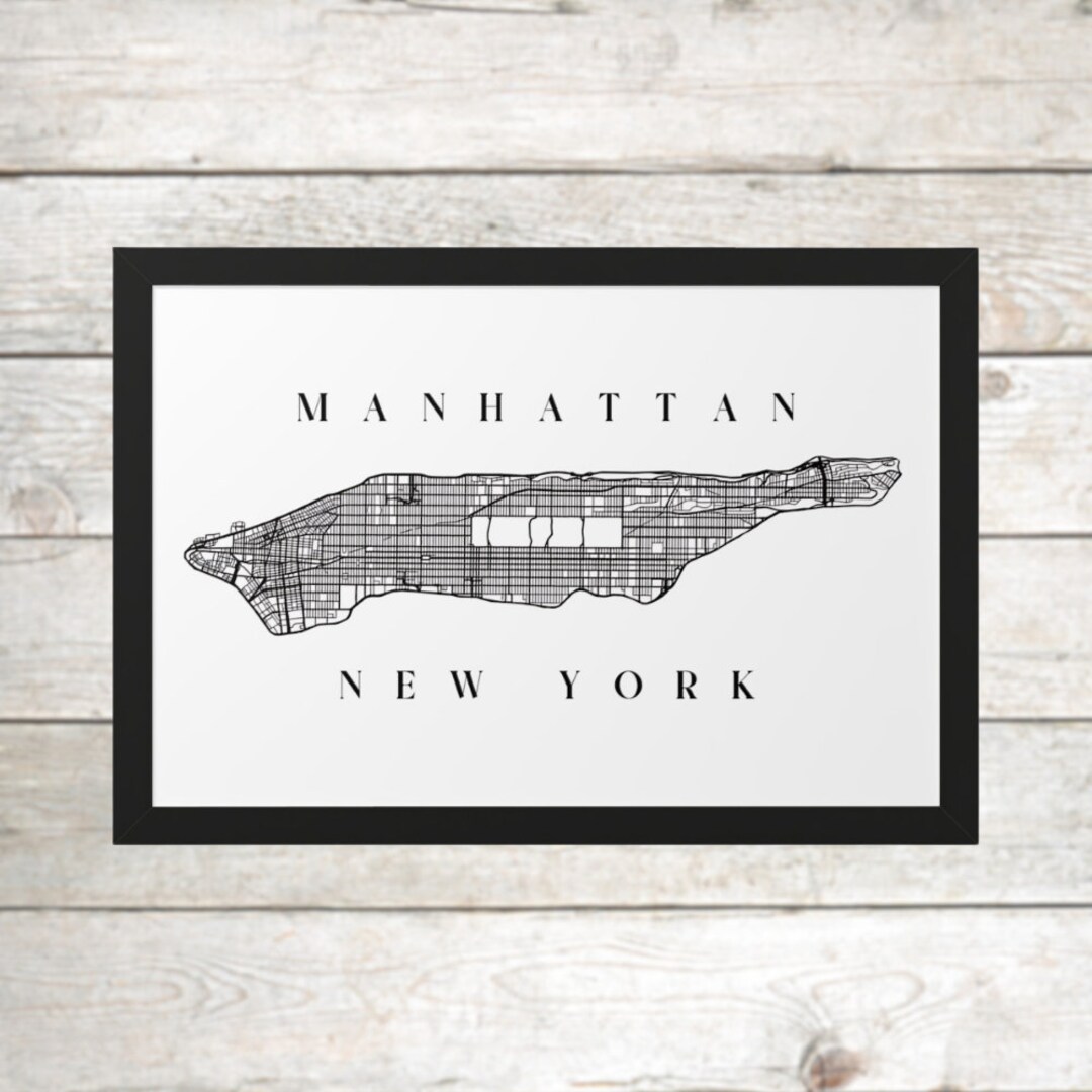 Manhattan Map Art New York Poster Print Matte Horizontal Decor Giclée ...