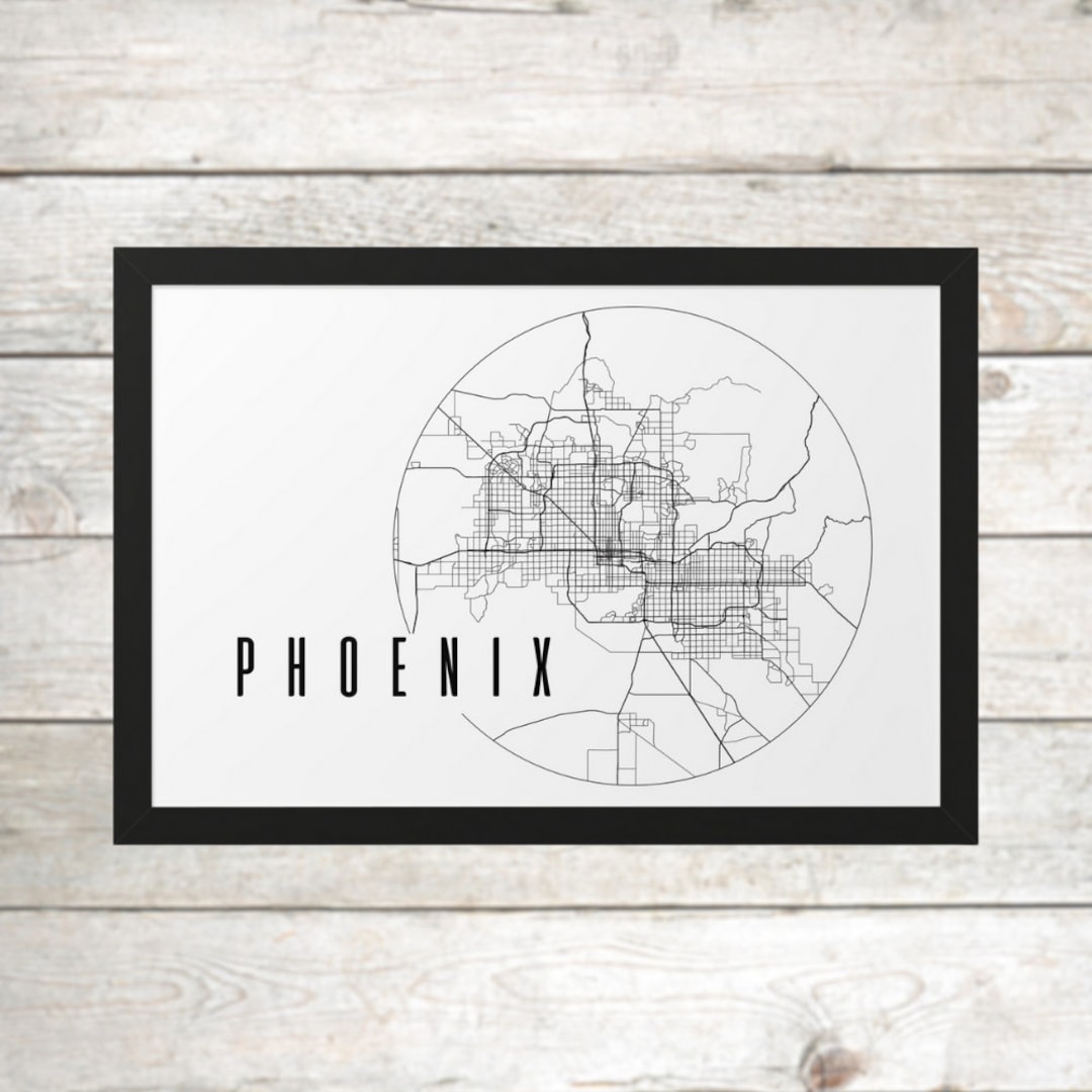 Phoenix Map Art Arizona Poster Print Matte Horizontal Decor Giclée ...