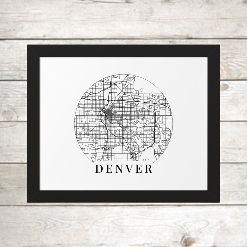 Denver Map Art Colorado Poster Print Matte Horizontal Decor Giclée ...