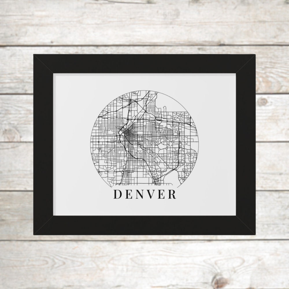 Denver Map Art Colorado Poster Print Matte Horizontal Decor Giclée ...