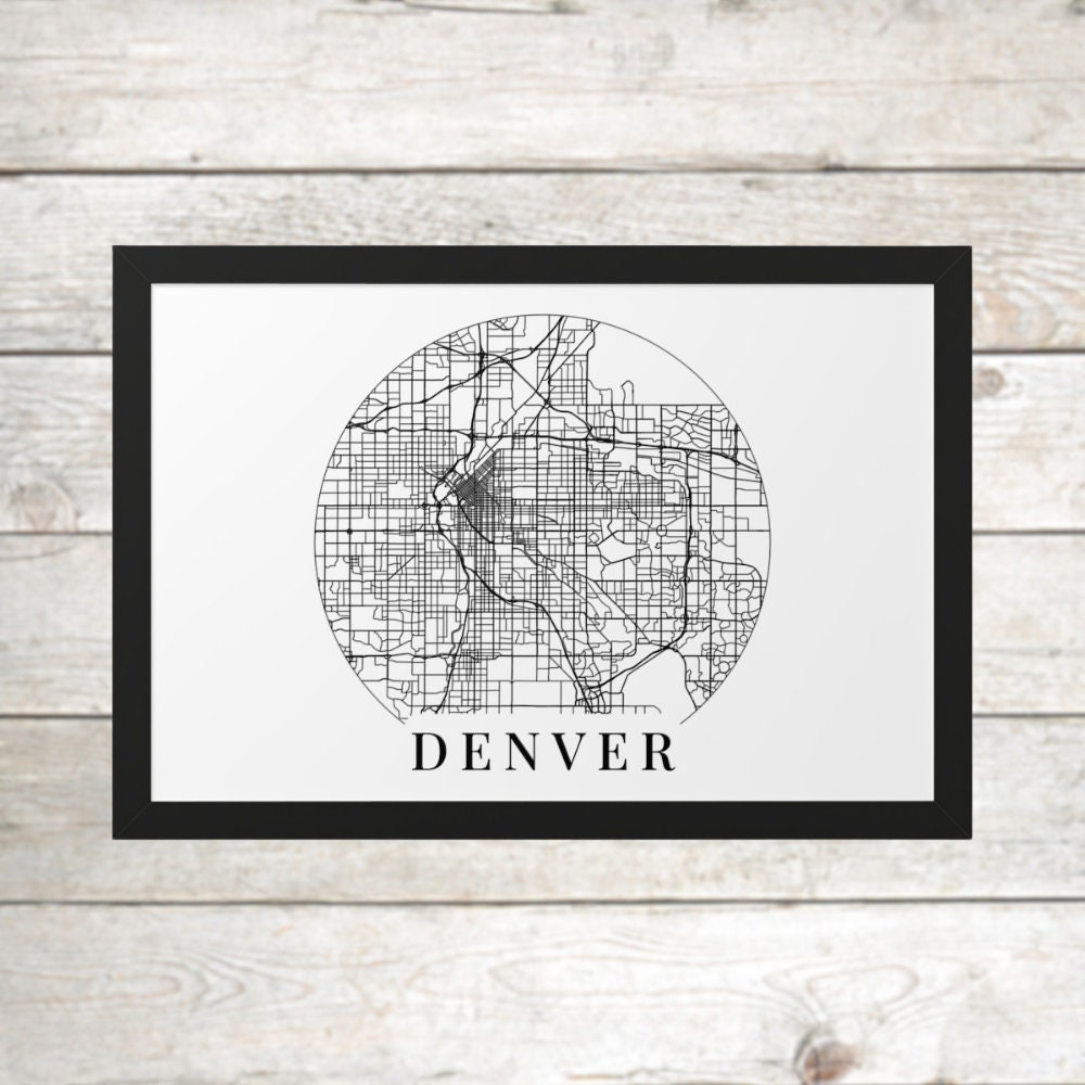 Denver Map Art Colorado Poster Print Matte Horizontal Decor Giclée ...