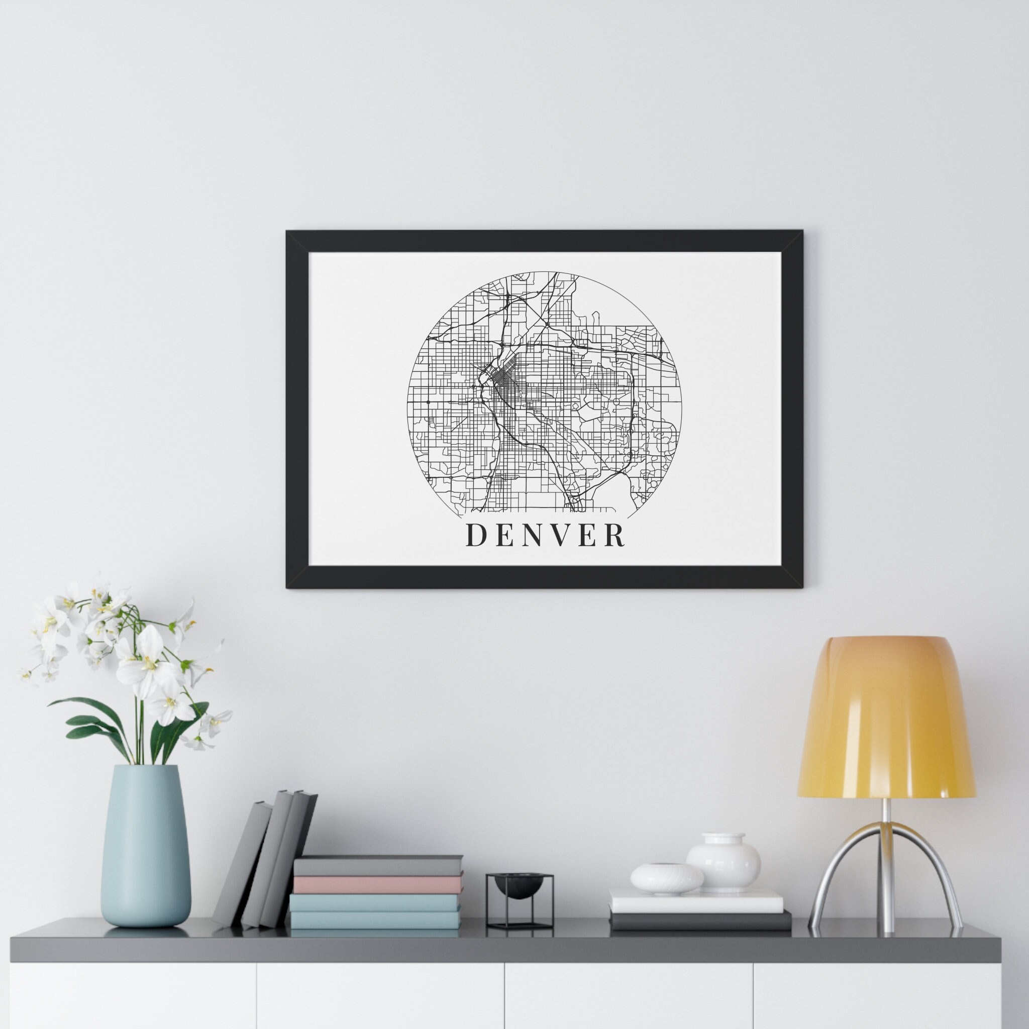 Denver Map Art Colorado Poster Print Matte Horizontal Decor Giclée ...