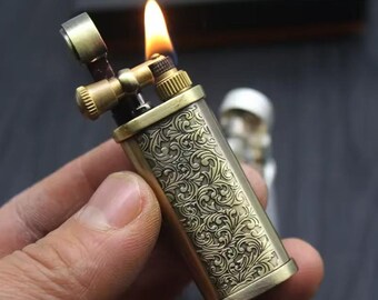 Antique Lift Arm Gold Tone/ Colored Gas Lighter - With Pipe Tamper ...