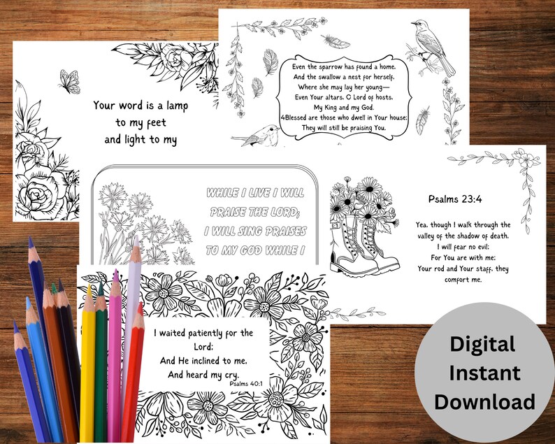 PSALMS 5 Colouring Pages, Instant Downloads, Psalms for Colouring ...