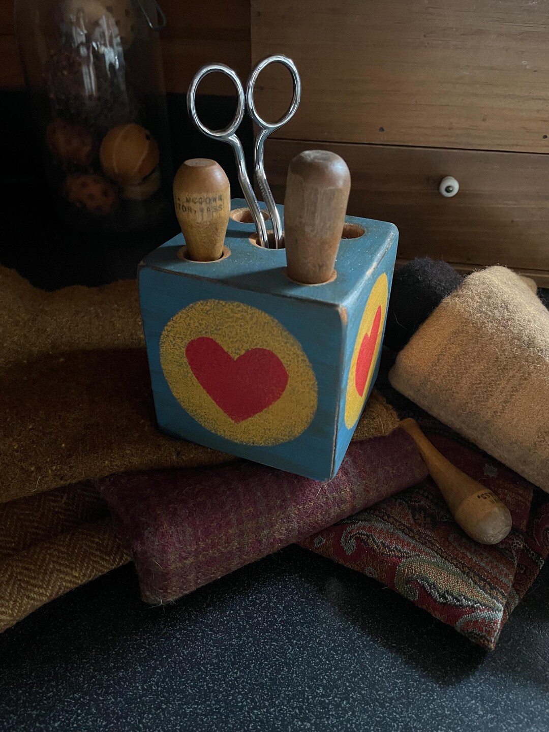 Primitive Hook Keeper for Rug Hooking and Scissors Heart - Etsy