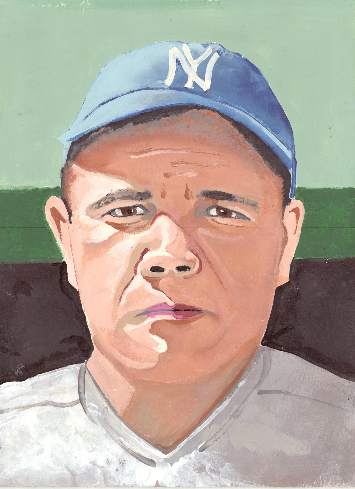 Wall Art, Babe Ruth, 9 X 12 Fine Art Giclee Print of Original Painting ...