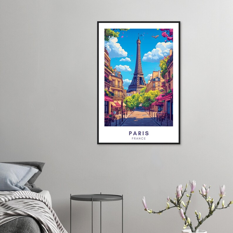 Paris France Eiffel Tower Vintage Travel Poster | Parisian Street Art ...