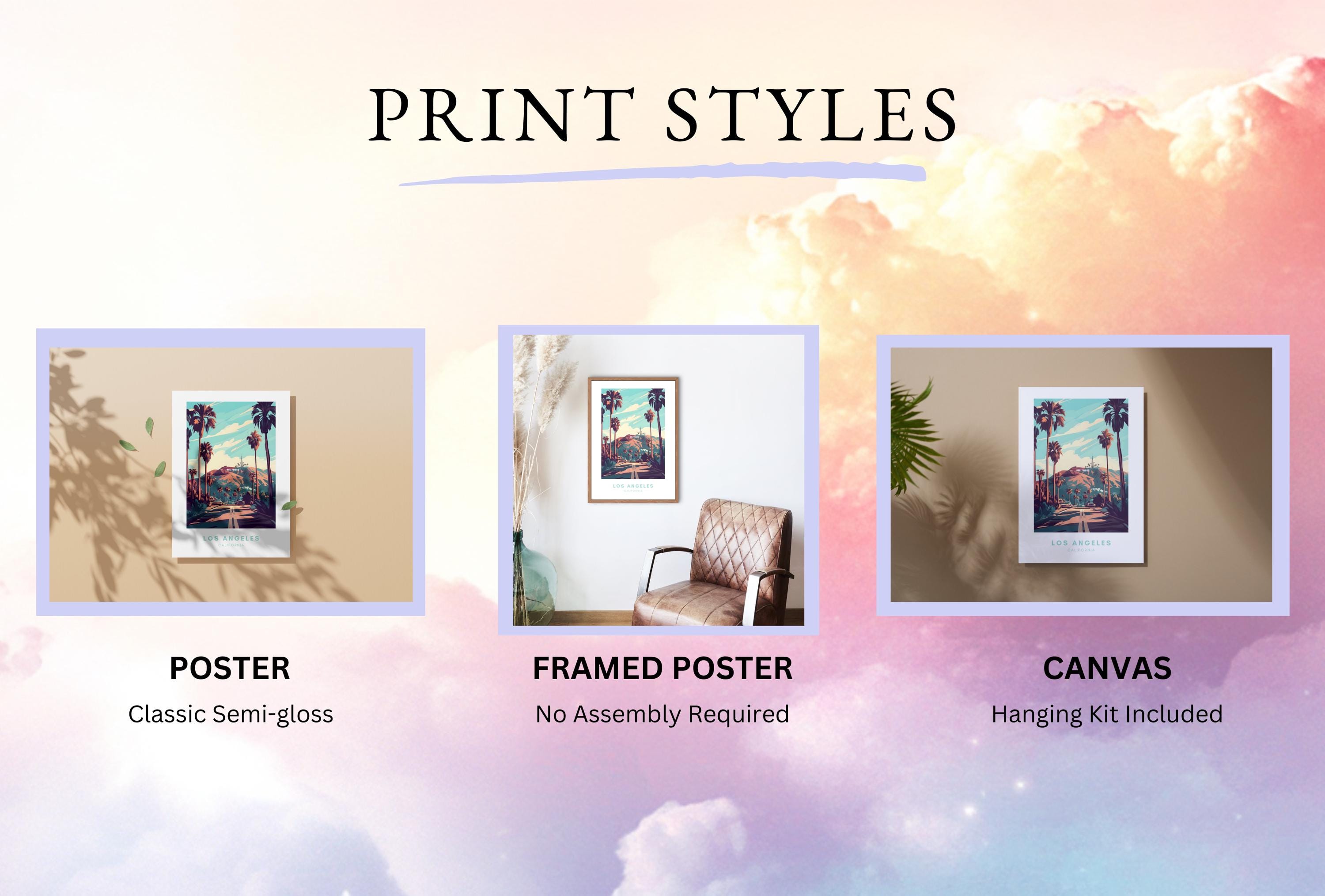 Retro Los Angeles Sunset Drive Poster - Hollywood Sign & Palm Trees Art ...