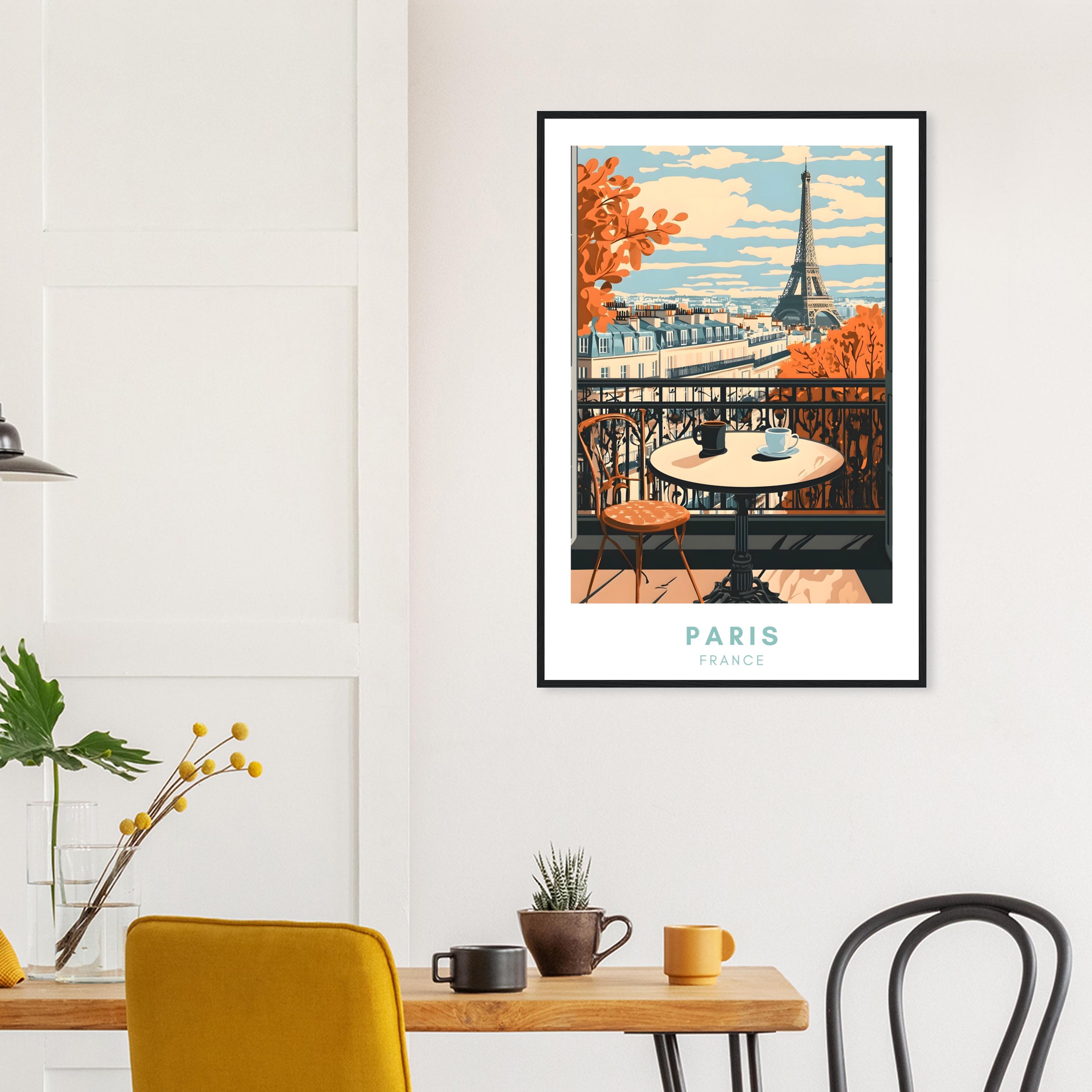 Paris Fall Poster, Eiffel Tower Vintage Art Print, Parisian Coffee ...