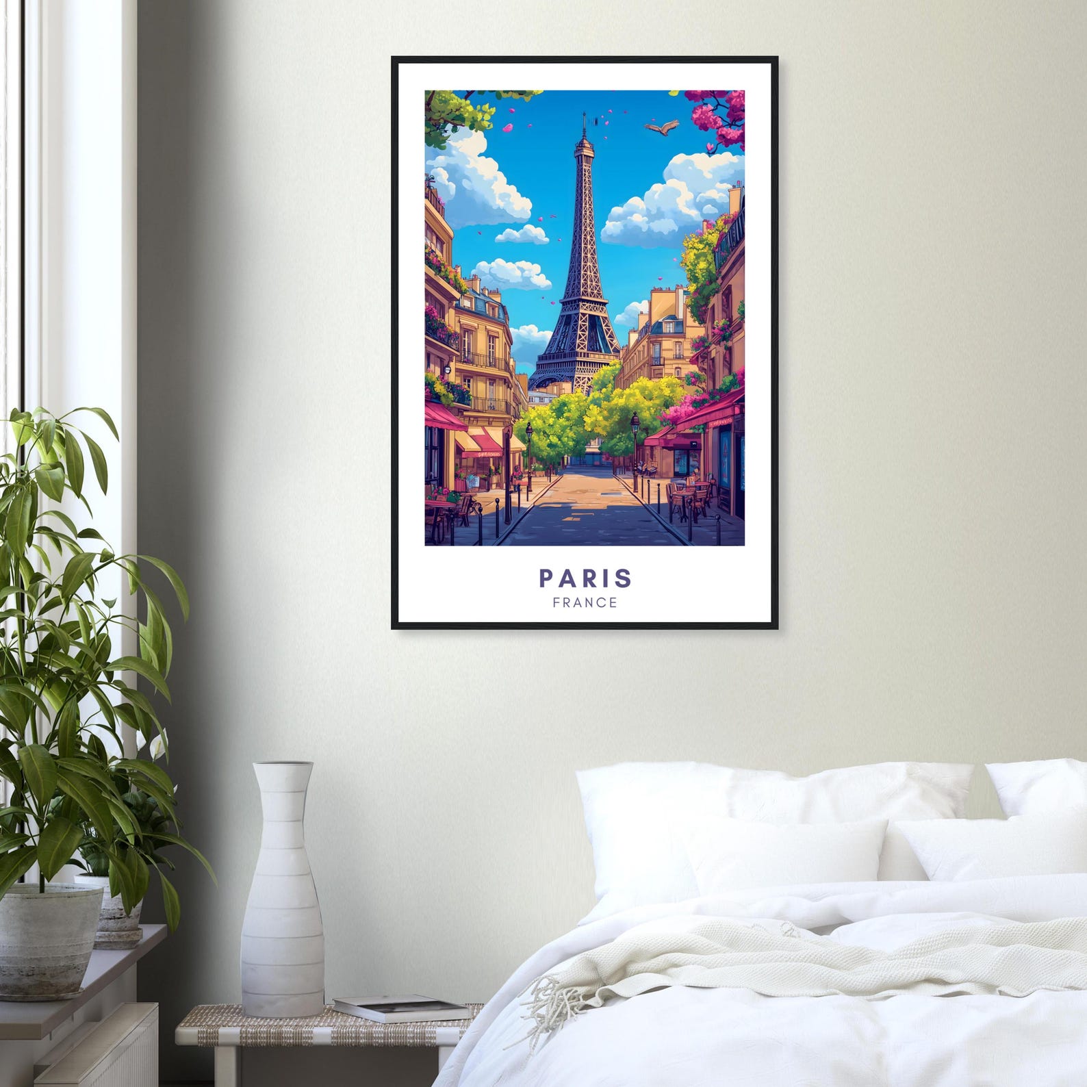 Paris France Eiffel Tower Vintage Travel Poster | Parisian Street Art ...
