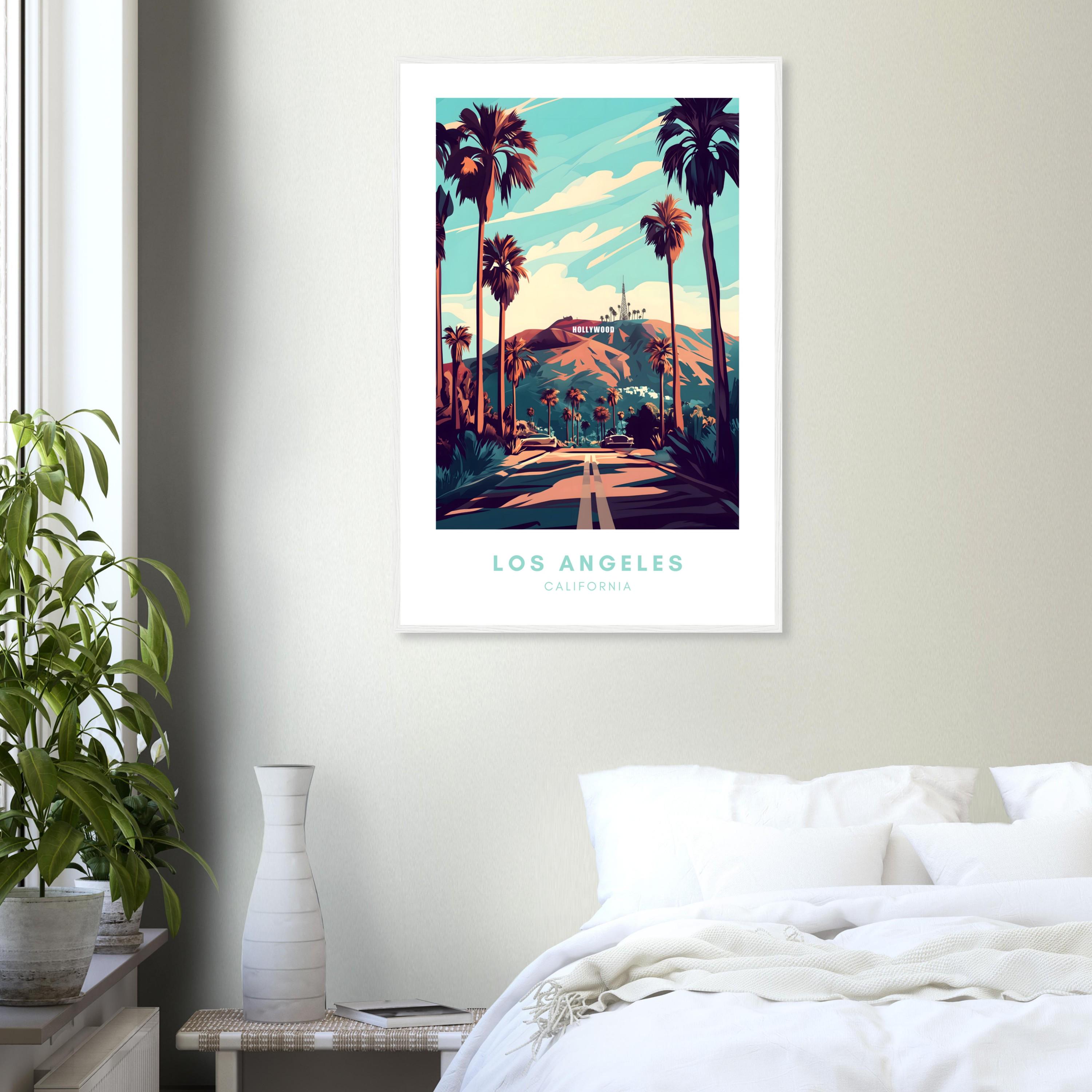 Retro Los Angeles Sunset Drive Poster - Hollywood Sign & Palm Trees Art ...