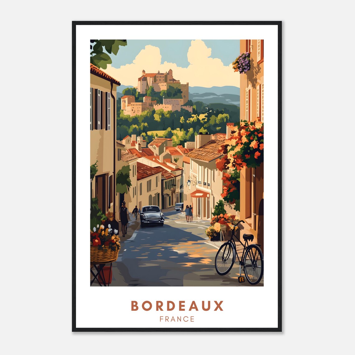 Bordeaux France Travel Poster - Vintage Countryside Art Print ...
