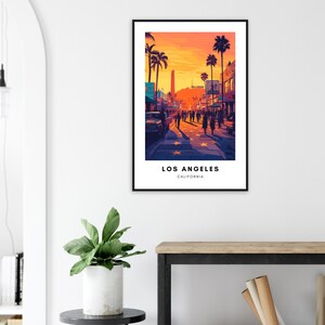 Retro Sunset in Hollywood, Los Angeles Poster Vintage California Wall ...