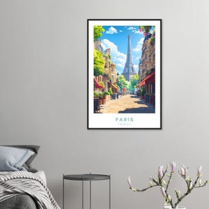 Paris Eiffel Tower Street View Art Print – Romantic Parisian Scene Wall ...