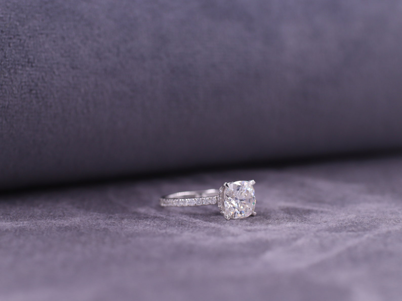 Cushion Cut Moissanite Ring, Hidden Halo Sterling Silver Promise Ring ...