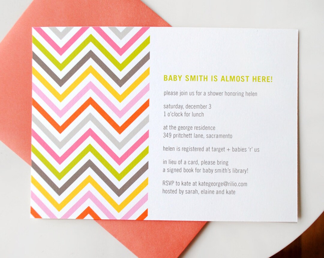 Chevron Design Birthday Party or Shower Invitations DIGITAL FILE - Etsy