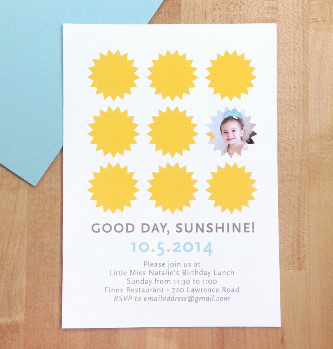 Sunshine Birthday Party Invitations With Photo, DIGITAL FILE - Etsy