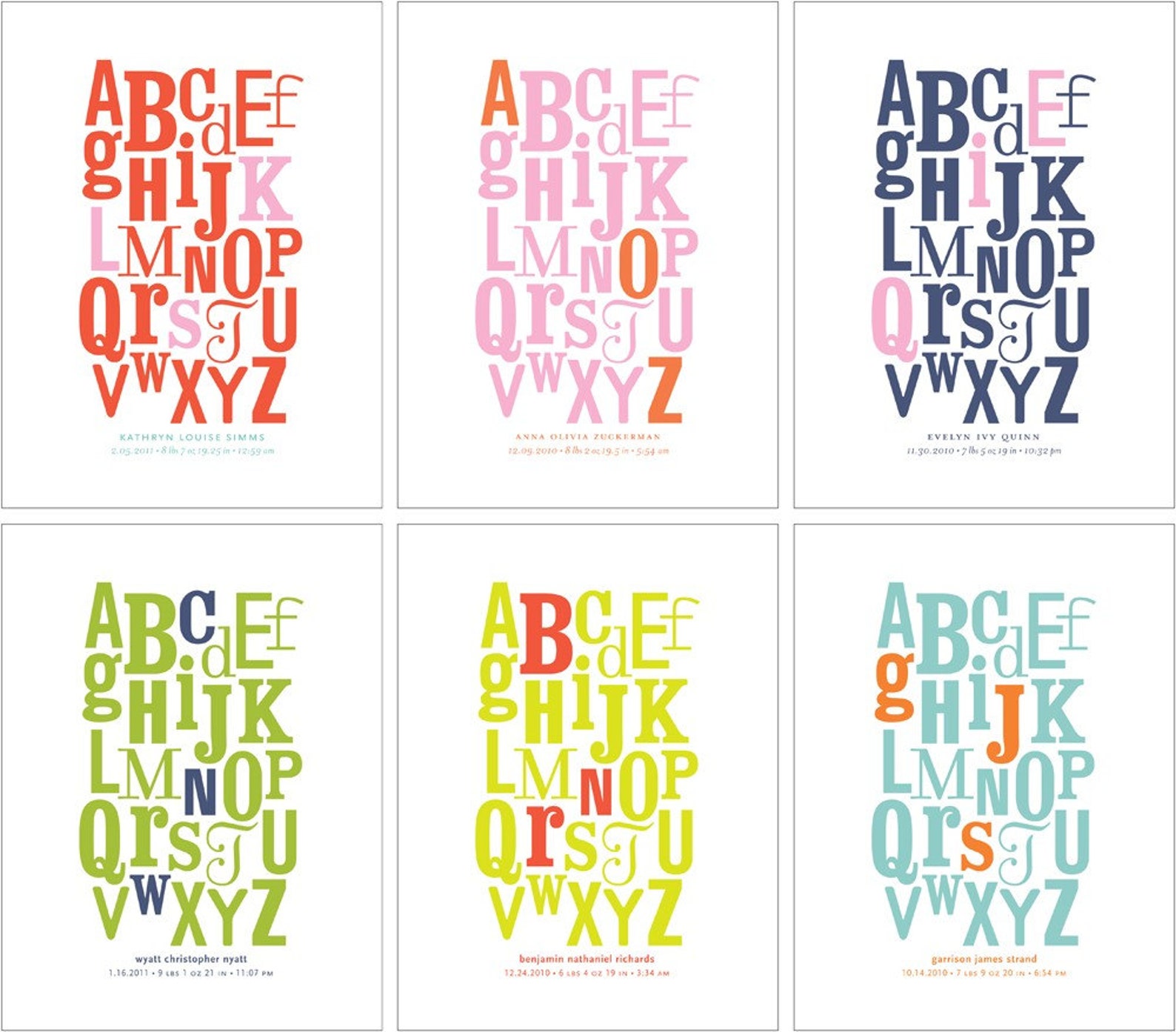 Alphabet With Initials Modern Nursery Art Print Poster Custom - Etsy