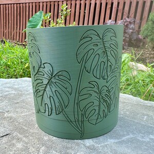 Monstera Design Planter With Twist off Drip Tray - Etsy