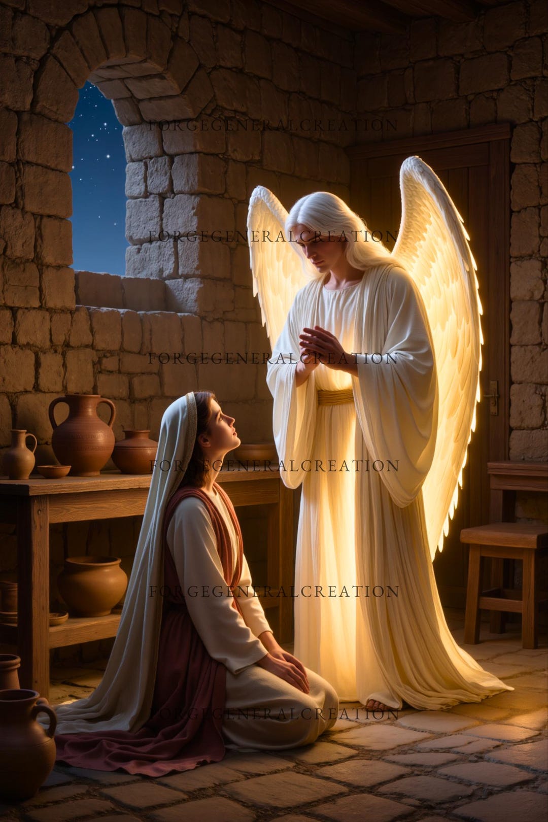 Biblical Art of Gabriel Appearing to Mary | Christian Wall Art ...