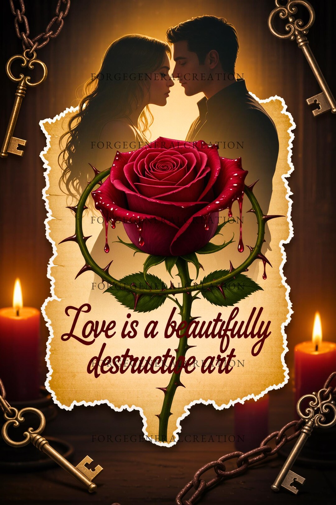 Bleeding Rose Gothic Wall Art | Dark Romance Digital Download | Moody ...