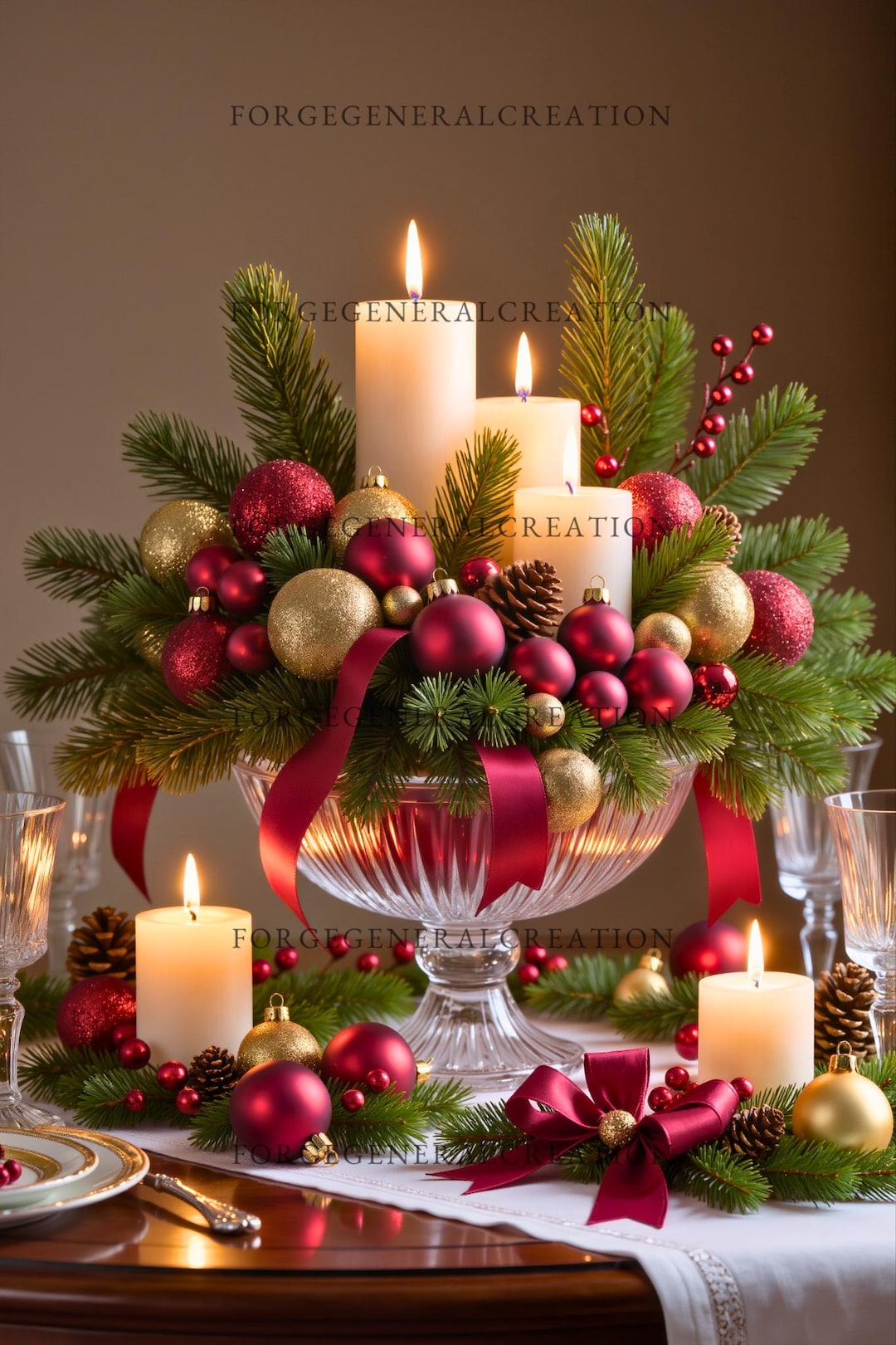 Classy Christmas Centerpiece Printable | Luxury Holiday Digital Wall ...