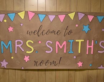 Hand Painted Classroom Banner Brown Paper Banner Custom Decor ...