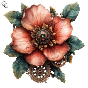 38 Steampunk Abstract Flowers, Fantasy Ephemera, Transparent Fantasy ...
